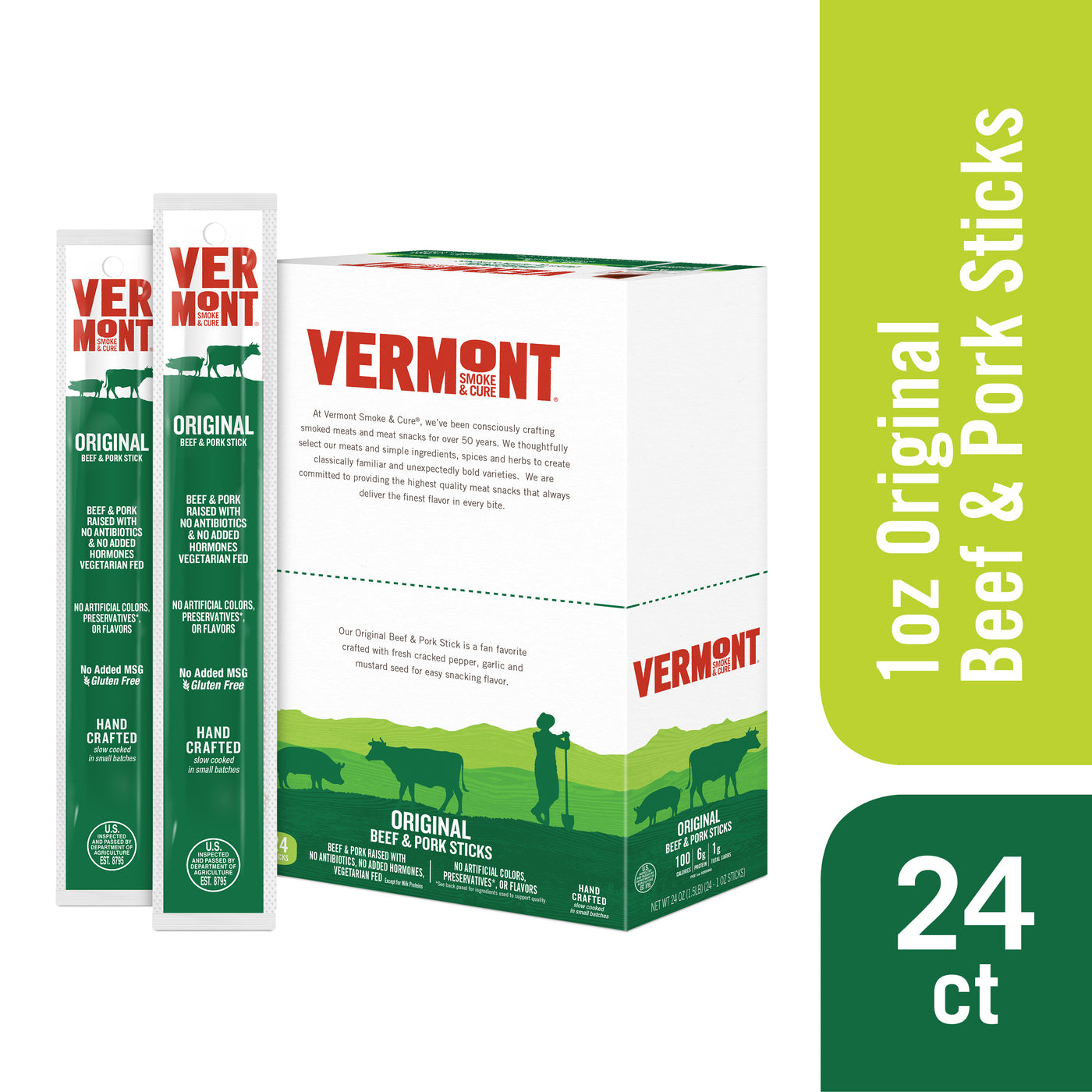 Original Beef & Pork Sticks 1oz (24 count) - VT Smoke & Cure