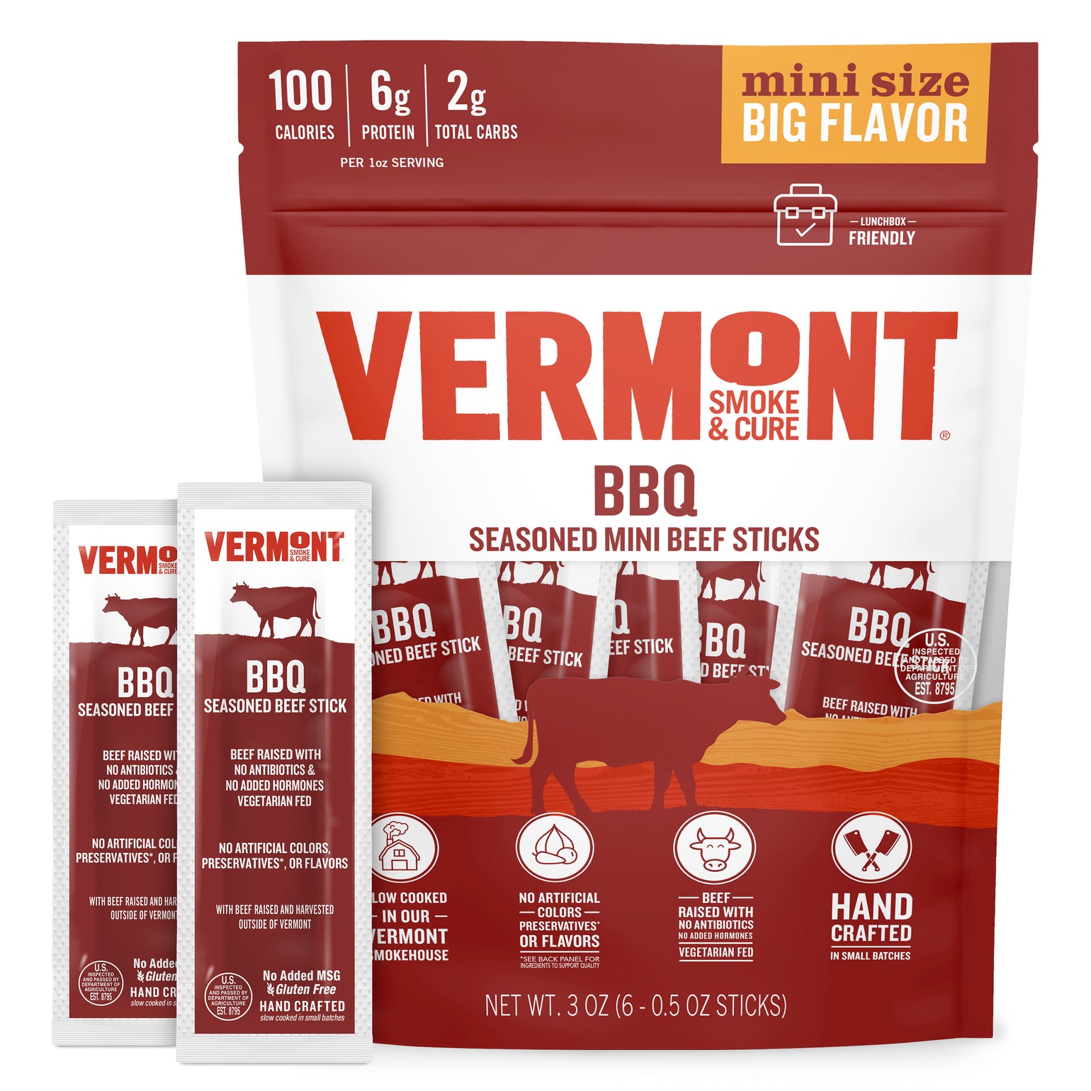 BBQ Beef Mini Meat Sticks (3oz) – Vermont Smoke & Cure