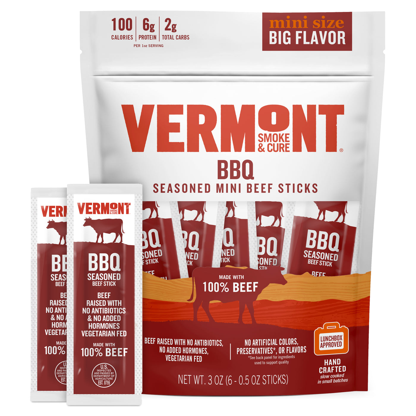 BBQ Beef Mini Meat Snacks - 48 Sticks — Vermont Smoke & Cure