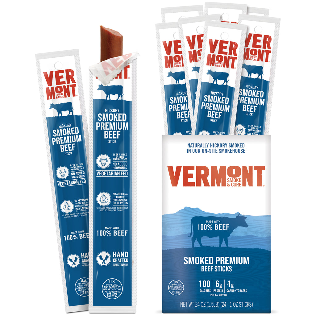 Hickory Smoke Premium Beef Sticks 1 oz (24 count) - Vermont Smoke & Cure