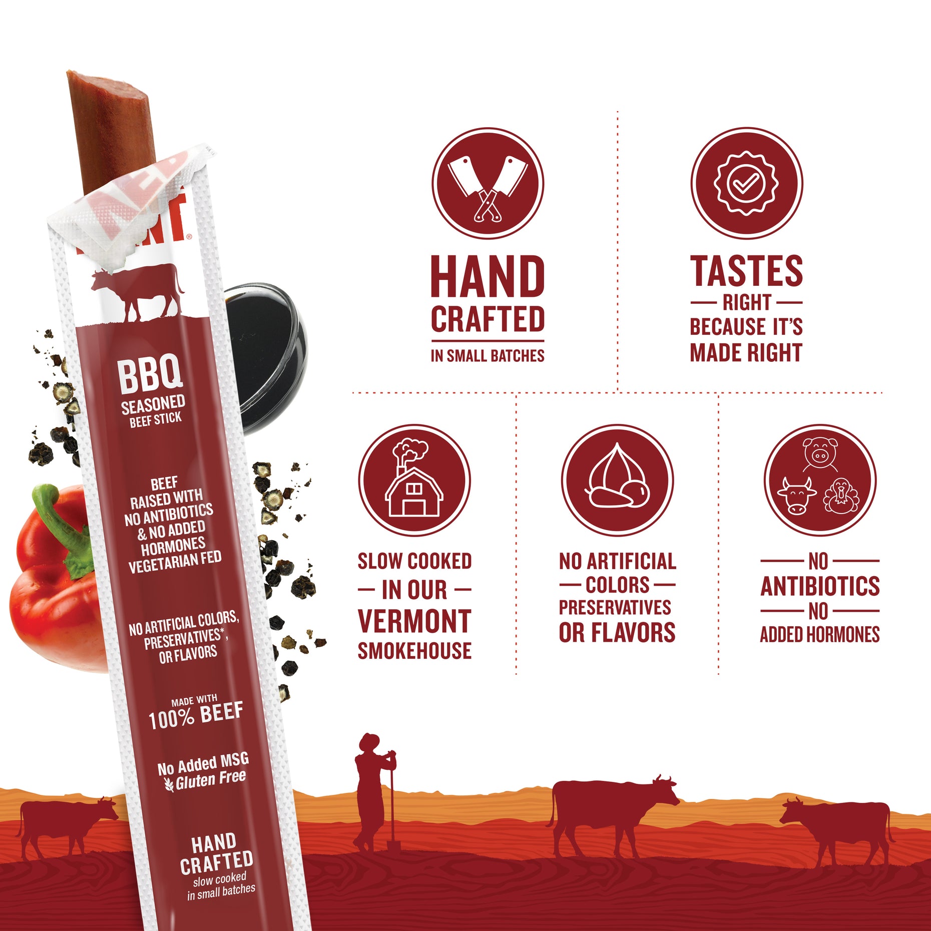 BBQ Beef Sticks 1 oz (24 count) - Vermont Smoke & Cure