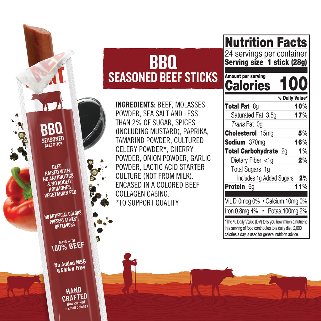 BBQ Beef Sticks 1 oz (24 count) - Vermont Smoke & Cure
